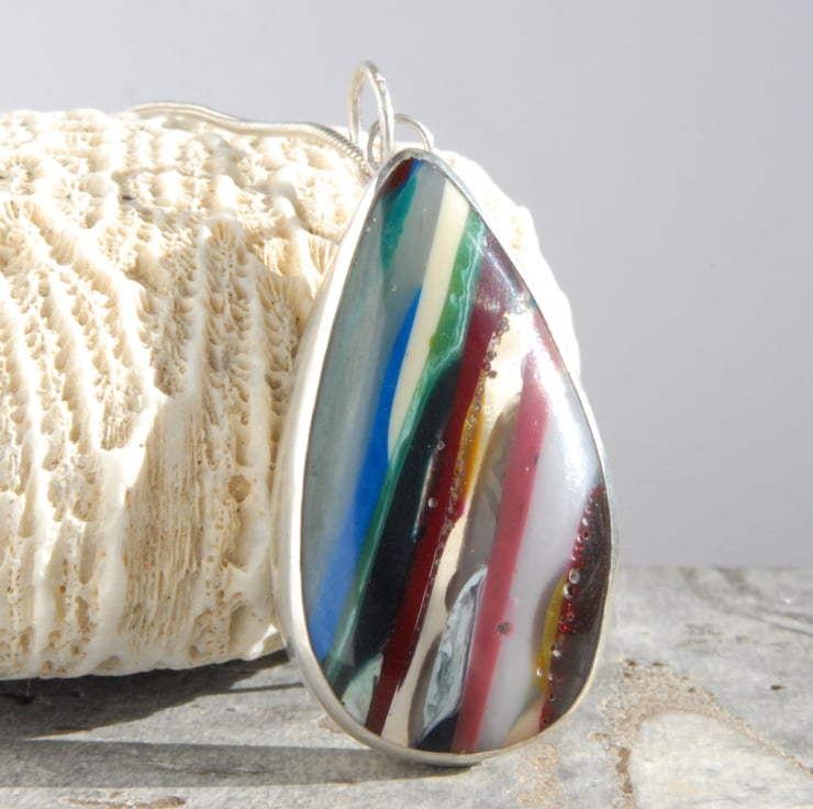 Large Californian surfite and silver pendant - Folksy