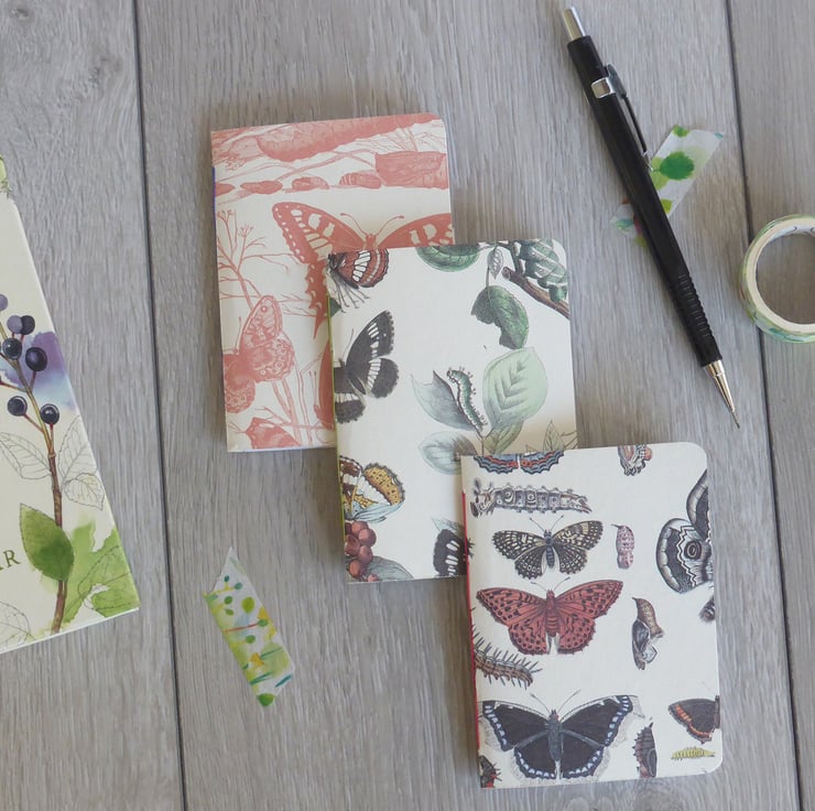 Set of three handbound small A7 notebooks with ... - Folksy