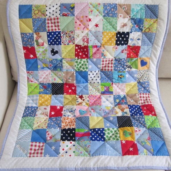 Handmade Patchwork Baby Cot Quilt - Play Mat - Folksy