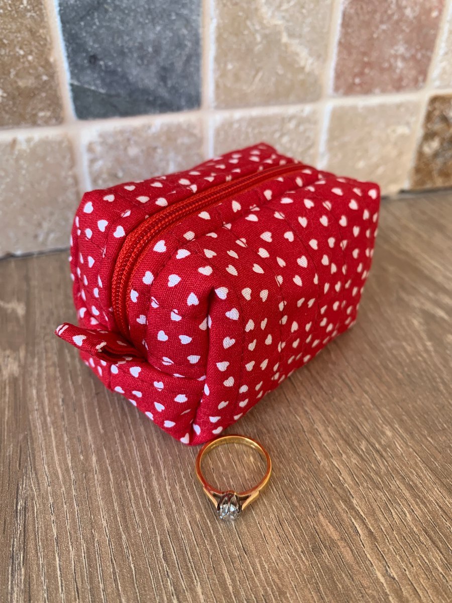 Red With White Hearts Quilted Fabric Mini Box Bag - Folksy