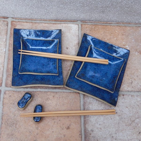 Sushi set six piece for two handmade in texture... - Folksy