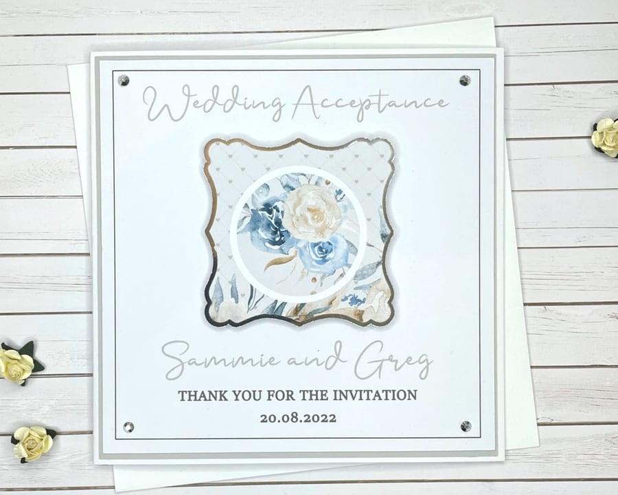 Floral Wedding Acceptance Card, Personalised We... - Folksy