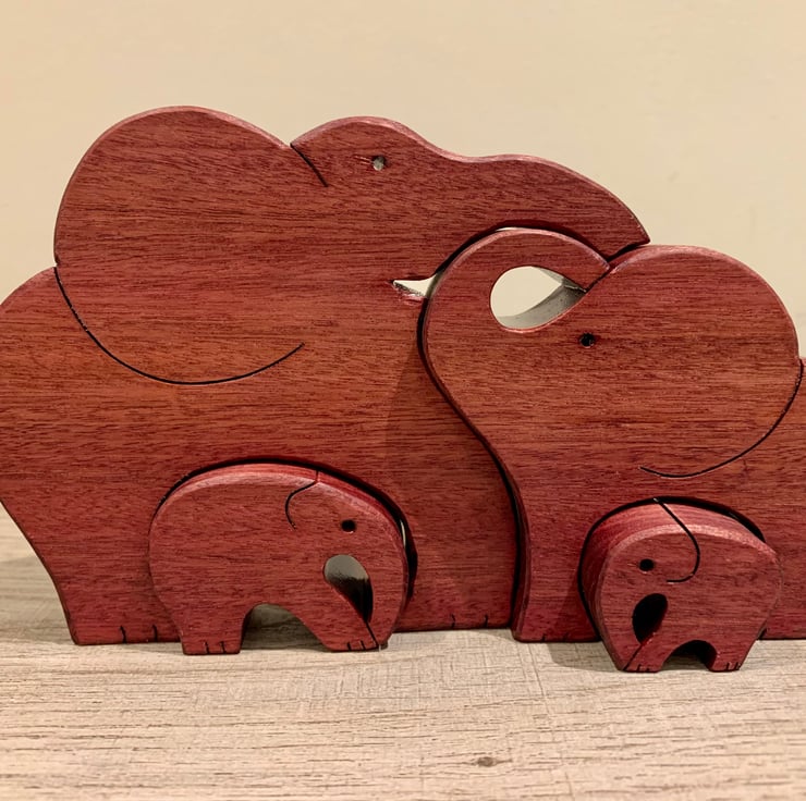 Gorgeous elephant family, set of 3 or 4 wooden ... - Folksy