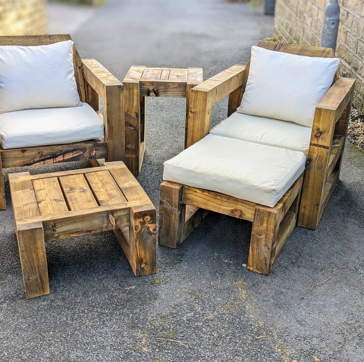 Rustic-Industrial Solid Wood Garden Chair Large... - Folksy