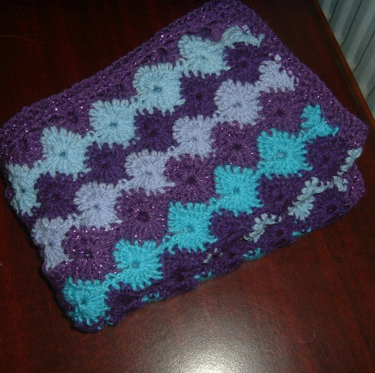 SALE ITEM purple crocheted pram cover (ref 60428) - Folksy