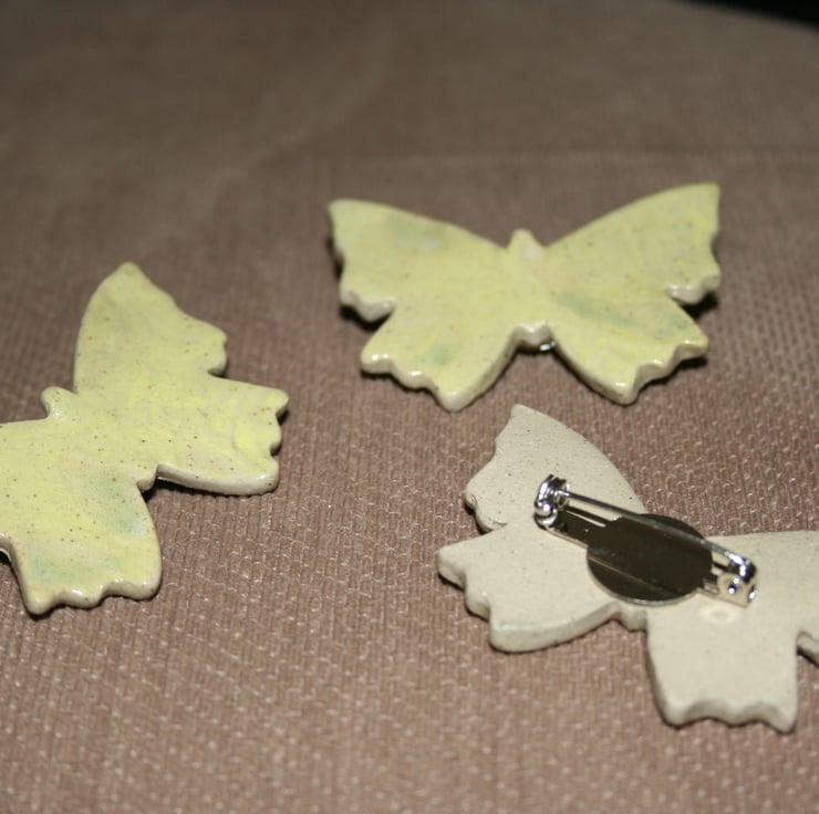 Handmade Yellow Butterfly ceramic brooch - Folksy
