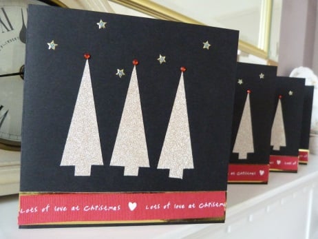Pack of 4 Gold Christmas Tree Christmas cards - Folksy