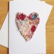 Fabric Heart. Textile. Blank Greetings Card. No... - Folksy