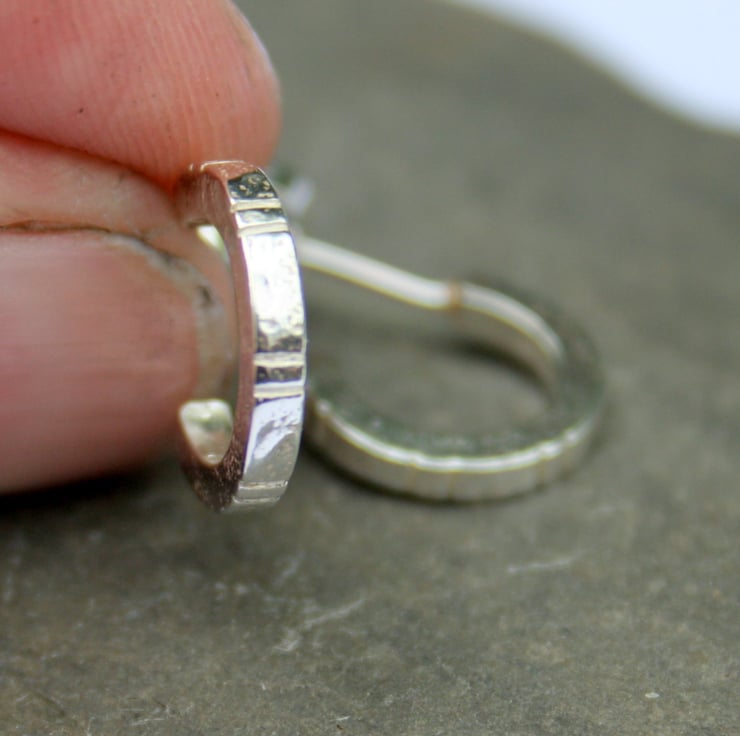 Small hoop earrings, Notched men or women - Folksy