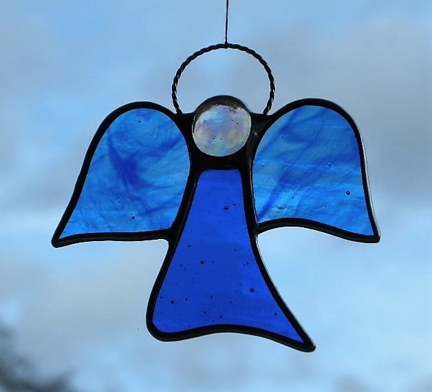 Stained glass (Angel) abstract in blue and blue... - Folksy
