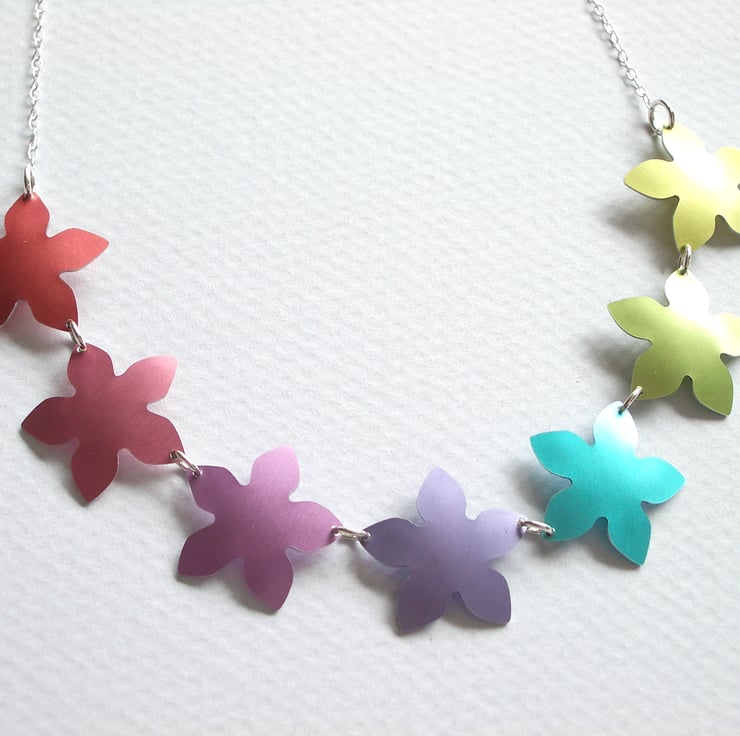 Rainbow spring flowers necklace - Folksy