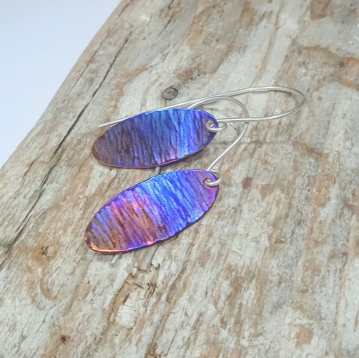 Handmade Coloured and Textured Titanium Small ... - Folksy