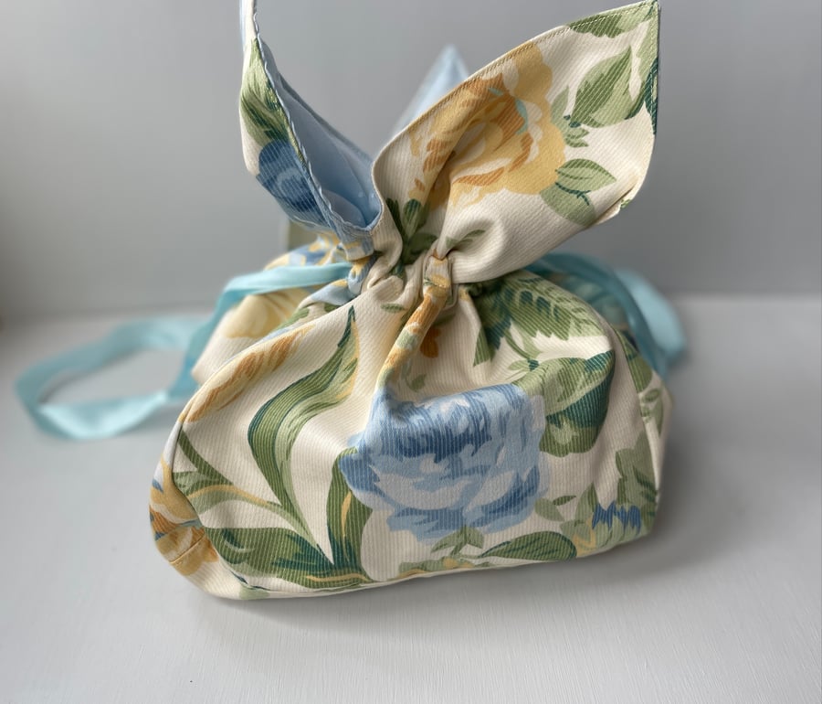 Floral Drawstring bag Japanese petal style. - Folksy