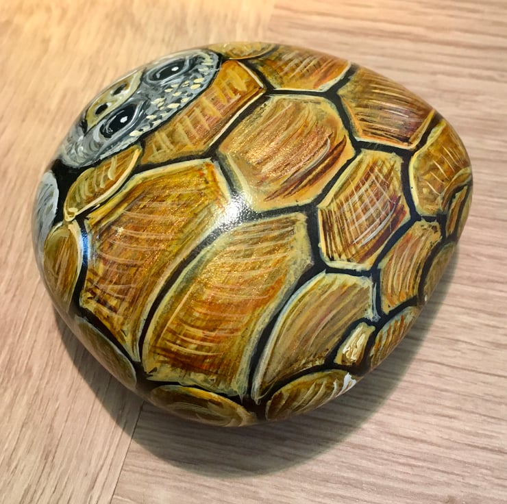 Tortoise hand painted pebble garden rock art pe... - Folksy