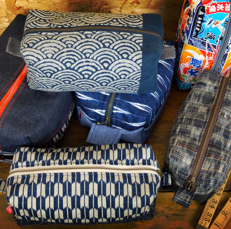 Blue Japanese Wave Pattern Boxy Bag - Folksy