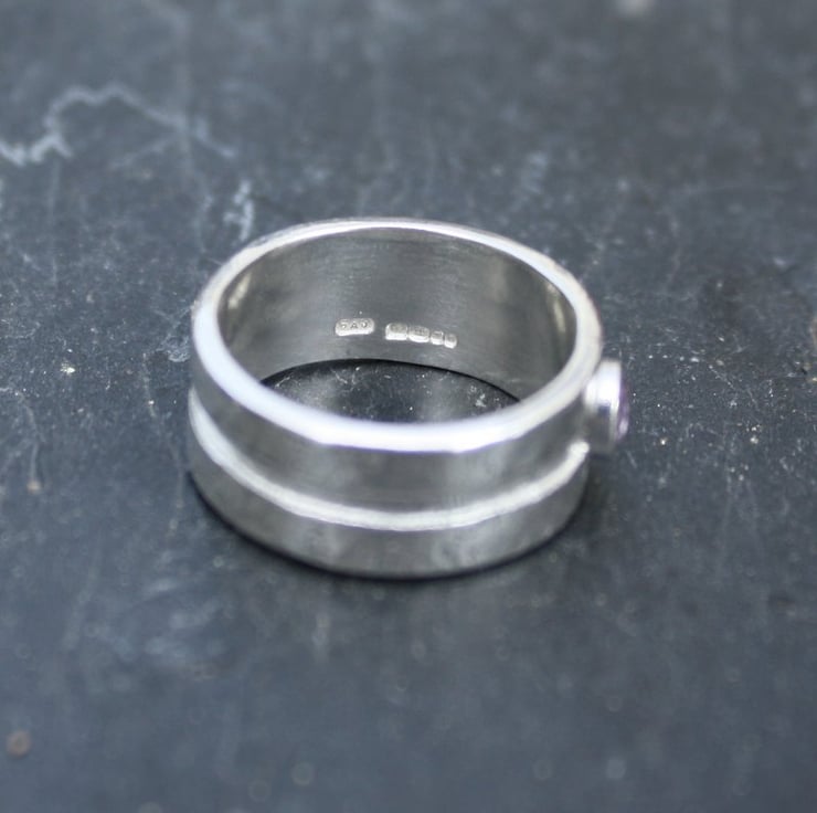 wide silver and iolite ring, Rill Ring - Folksy
