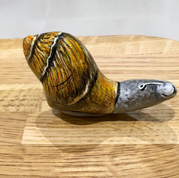 Snail natural shaped stone hand painted garden ... - Folksy