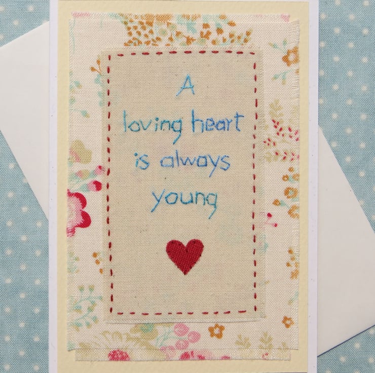 Hand-stitched card for older loved one - great ... - Folksy