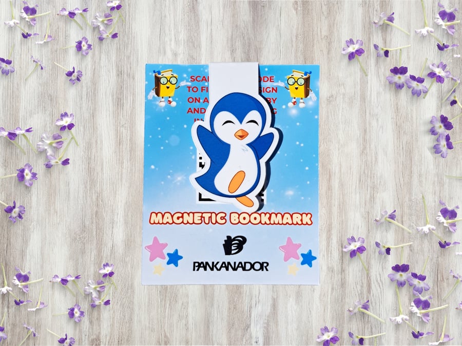 Cute Penguin Magnetic Bookmark – Laminated Anim... - Folksy