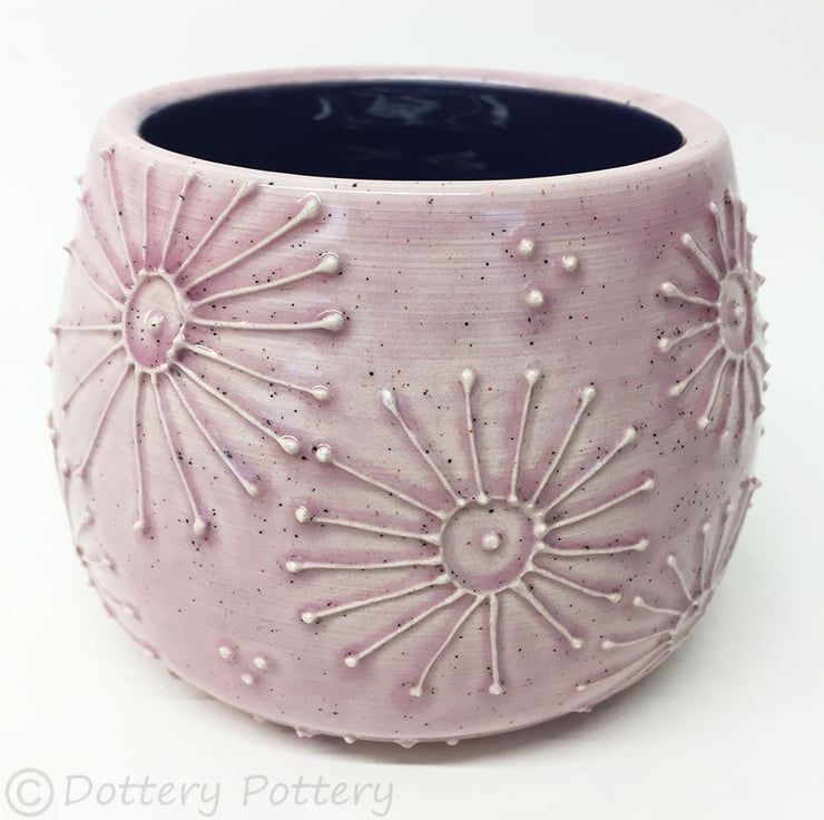 Pink ceramic pot pottery bowl beautiful raised ... - Folksy