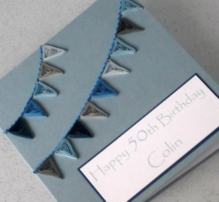 Quilled 50th birthday card, for men, paper quil... - Folksy