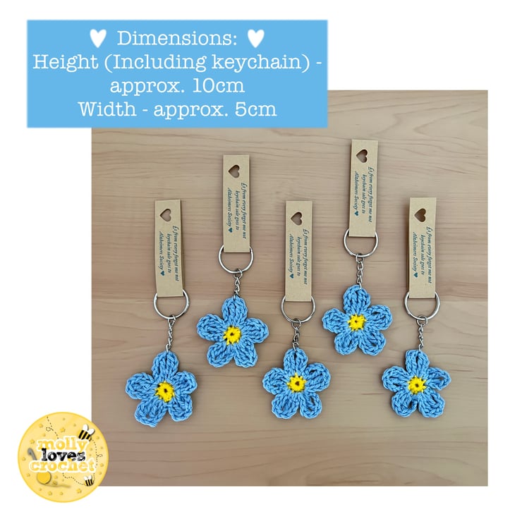Crochet Forget Me Not Charity Keyring - Dementi... - Folksy