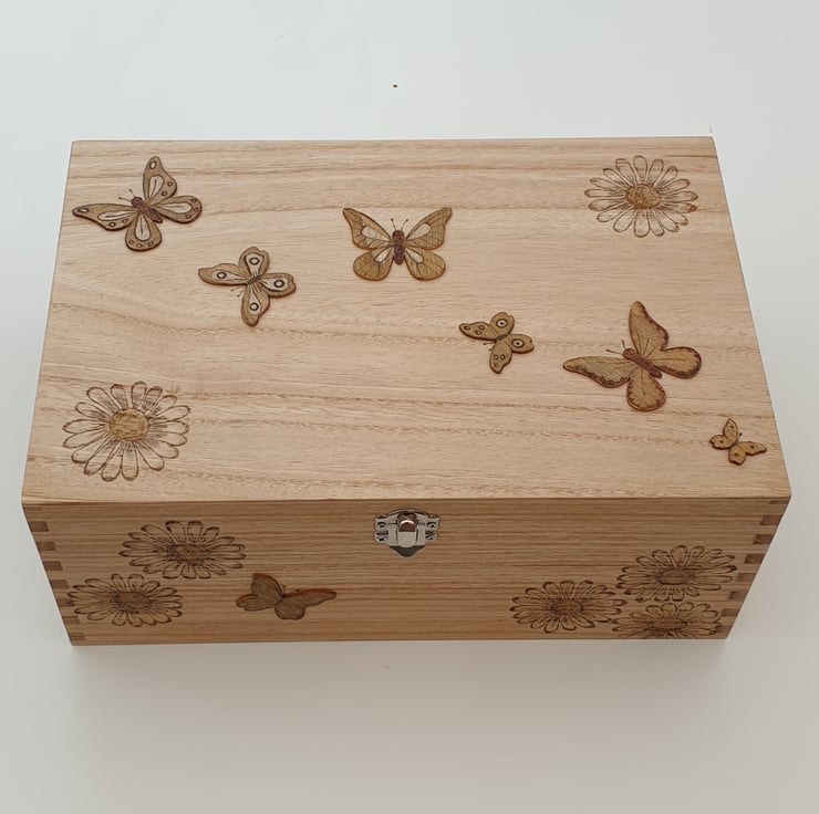 Decorative butterfly design wooden storage box - Folksy