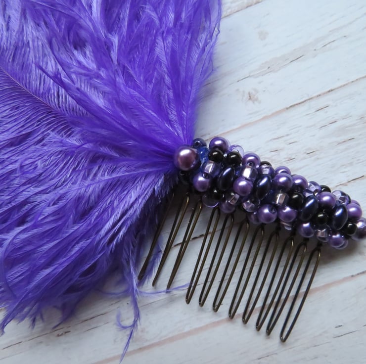 Ultraviolet Purple Ostrich Feather & Crysta... - Folksy