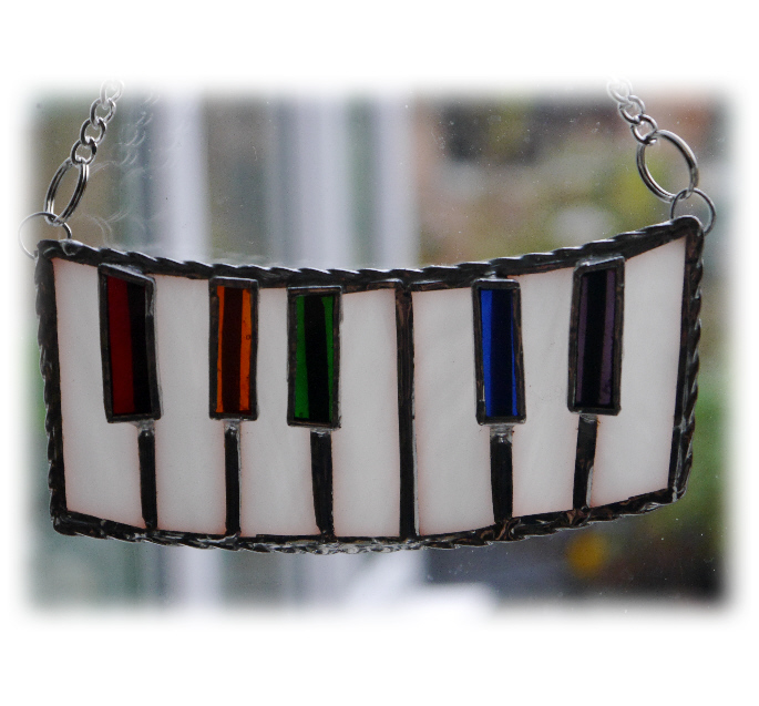 Piano Suncatcher Stained Glass Keyboard Keys M... - Folksy
