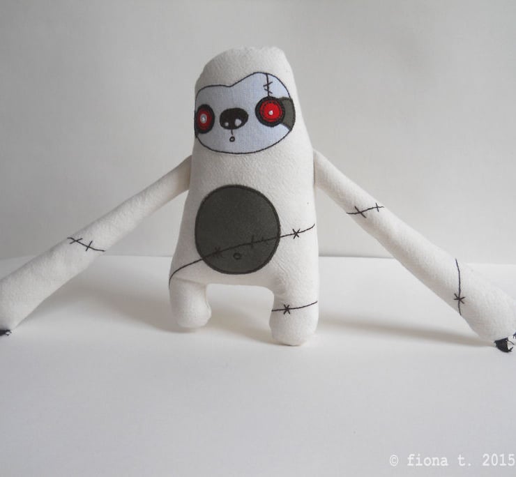 freehand embroidered zombie sloth - large - Folksy