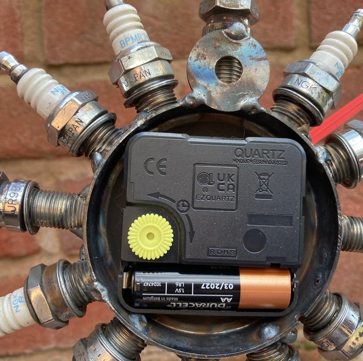 Unique Sunburst Wall Clock, Upcycled Spark Plugs - Folksy