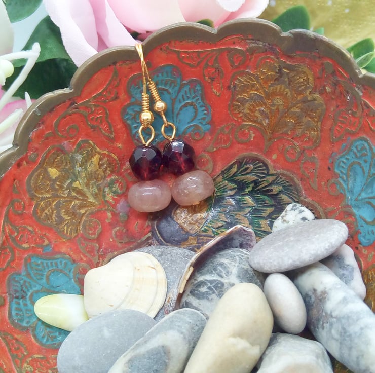 Raspberry Quartz and Garnet Red Crystal Necklac... - Folksy