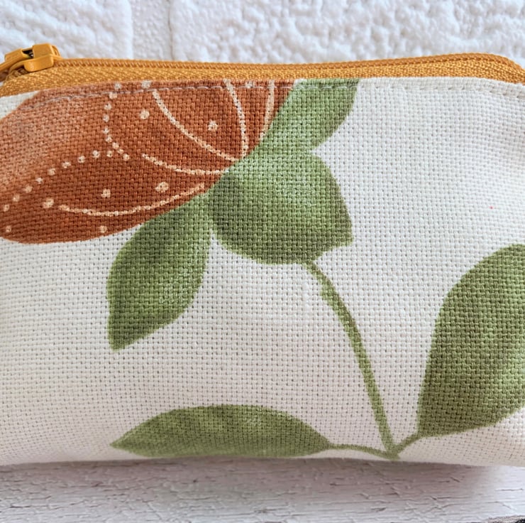 Small purse, coin purse in cream with terracott... - Folksy