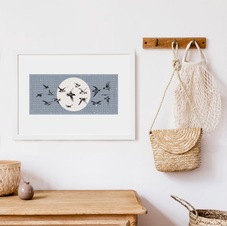 Birds in Flight Print - Bird Silhouette Print -... - Folksy