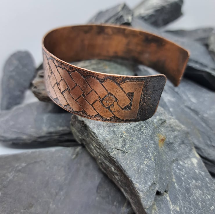 Celtic Copper Cuff Bracelet: Etched Celtic Knot... - Folksy