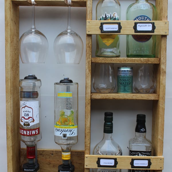 Mixed Spirit rack, 6 bottles with shelf storage... - Folksy
