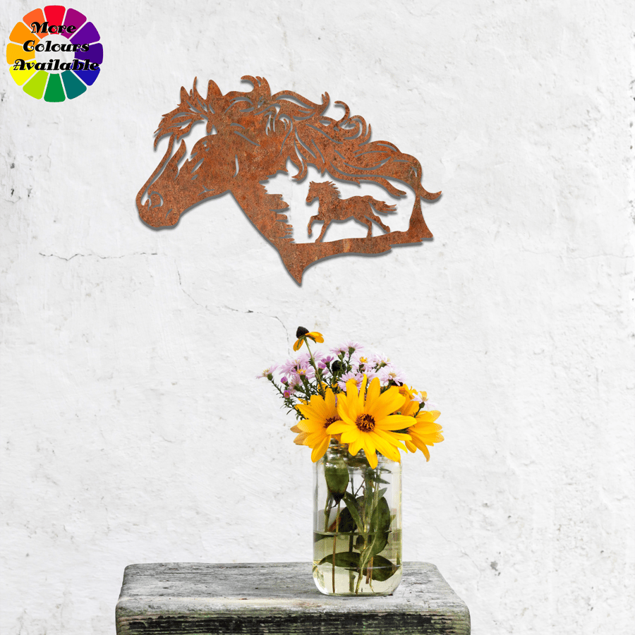 Rusted Metal Horses Scene: Unique Equestrian De... - Folksy