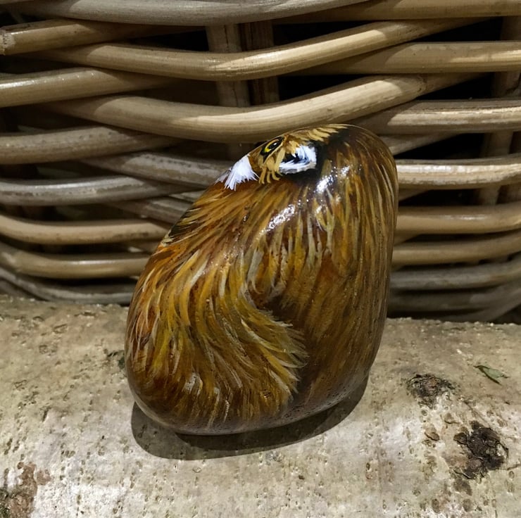Fox hand painted pebble garden rock art wildlif... - Folksy