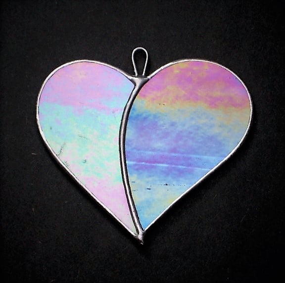 Stained Glass Love Heart "When Two Hearts ... - Folksy