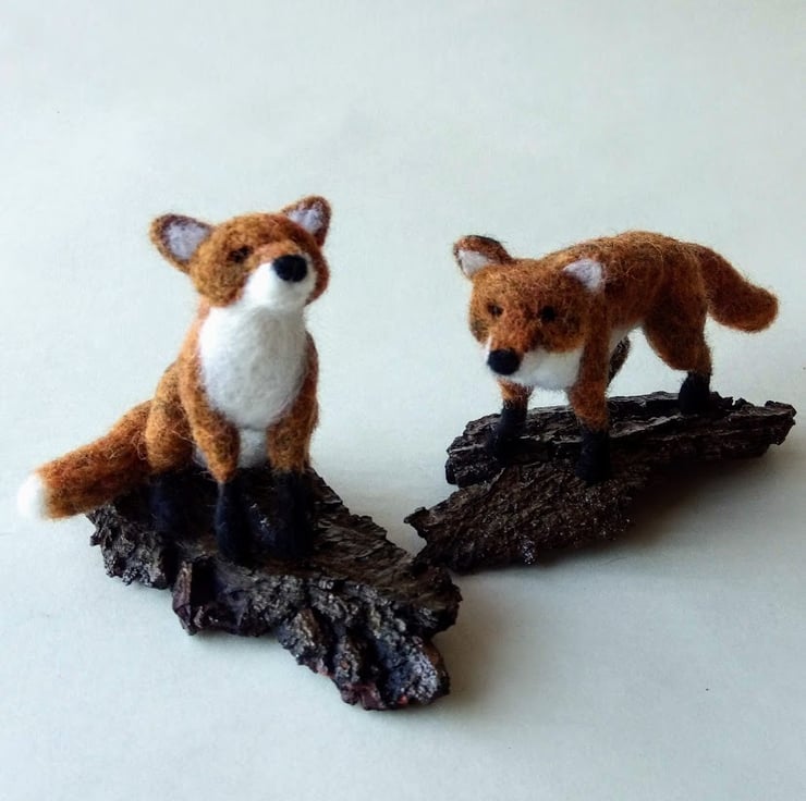 Standing fox - needle felted fox sculpture on a... - Folksy