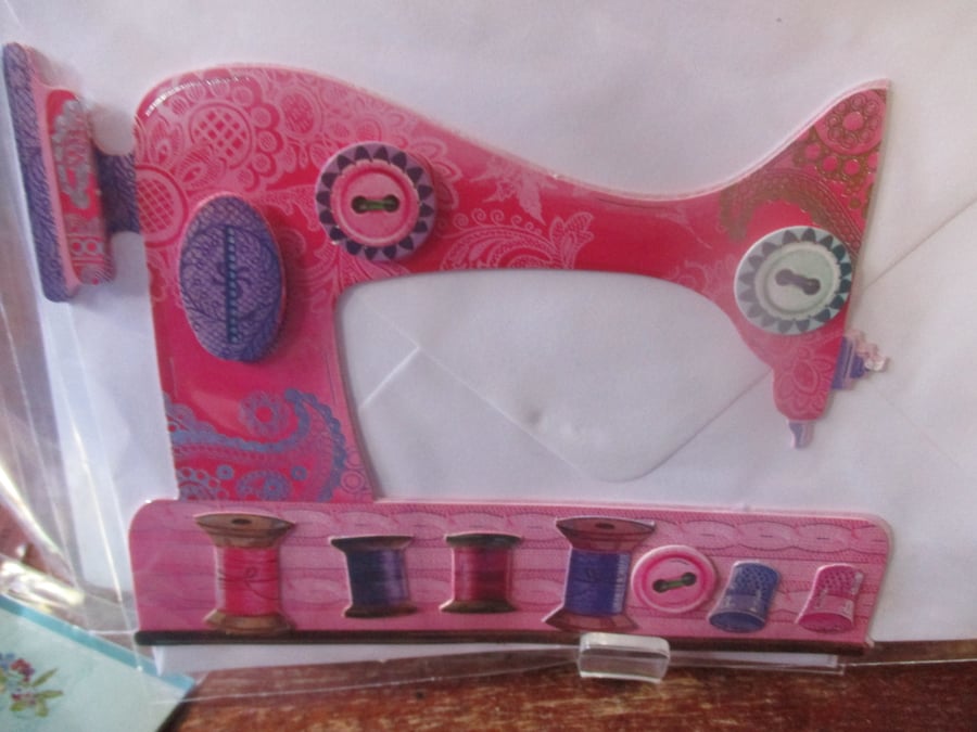 Sewing Machine Card - Folksy