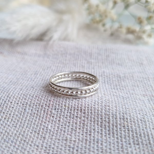 Simple sterling silver ring stack, minimalist s... - Folksy