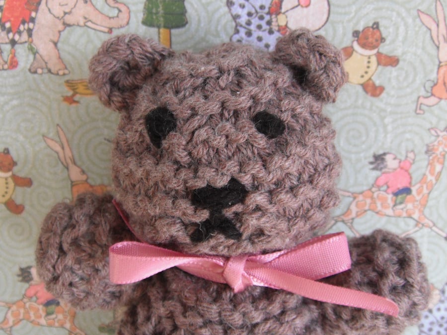 Hand Knitted Teddy Bear - Folksy