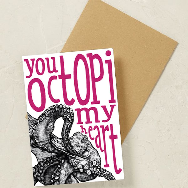 Illustrated Octopus Card - Folksy