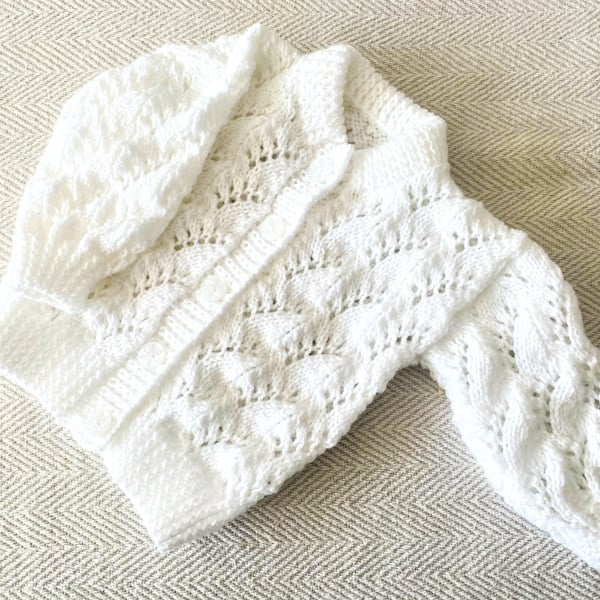 Lace pattern Girls Cardigan 18” Chest - Folksy