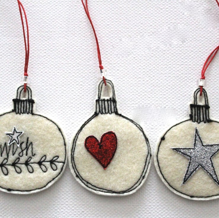 Felt Bauble Parcel Toppers - Pack of 3 - Folksy