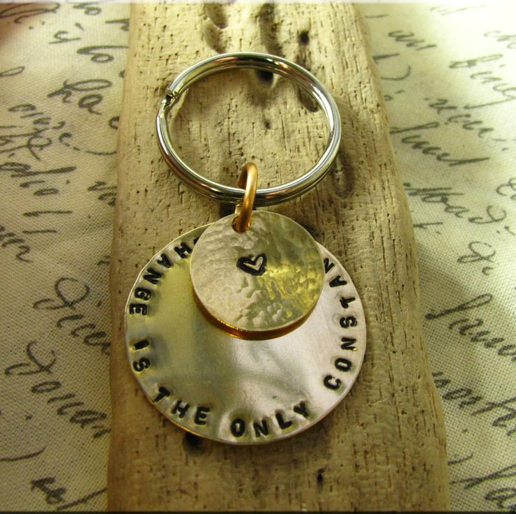 Stamped brass keyring - Folksy