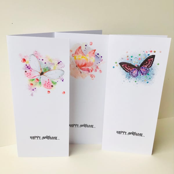 Birthday Card 3pk, Butterfly Design,Card Pack,H... - Folksy