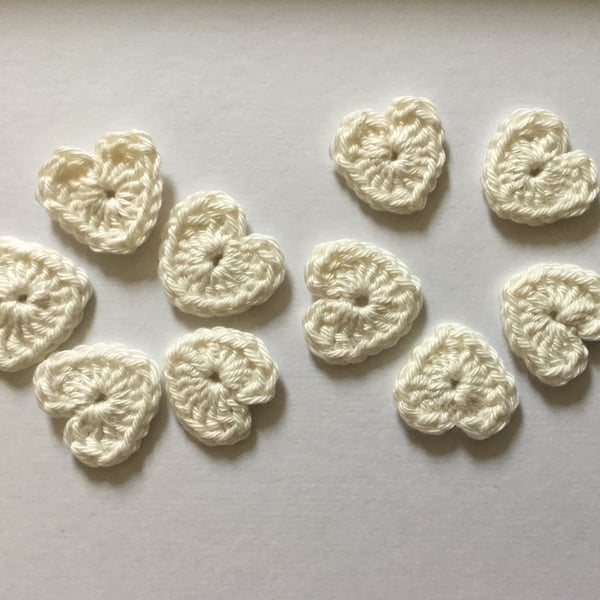 Crochet Heart Appliques Embellishments in Cream - Folksy