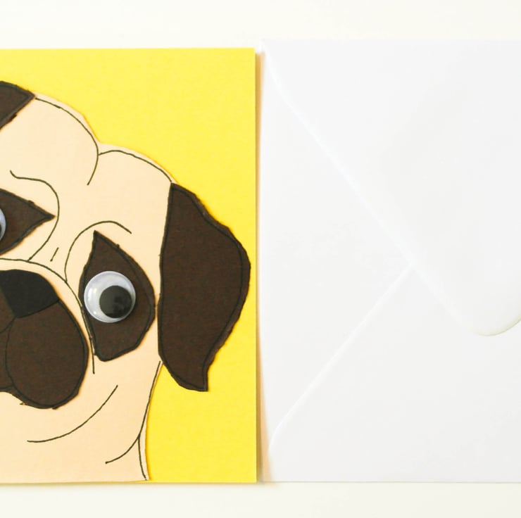 Pug Greeting card. Birthday Dog Card. Handmade ... - Folksy
